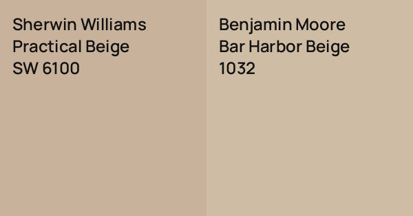 Sherwin Williams Practical Beige vs. Benjamin Moore Bar Harbor Beige ...