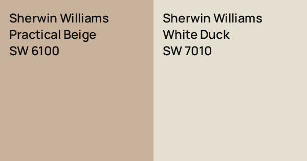 Sherwin Williams Practical Beige vs. Sherwin Williams White Duck comparison