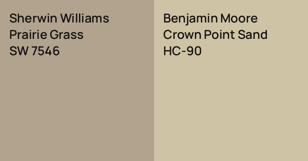 Sherwin Williams Prairie Grass vs. Benjamin Moore Crown Point Sand ...