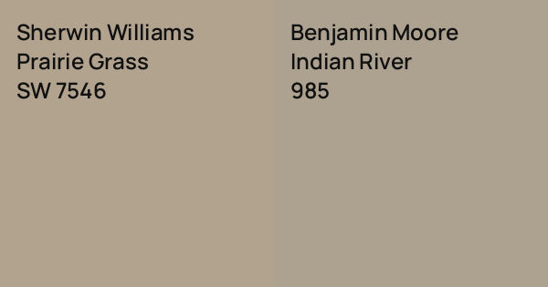 Sherwin Williams Prairie Grass vs. Benjamin Moore Indian River comparison