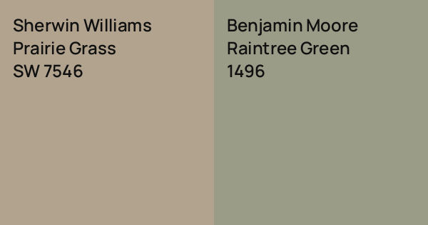 Sherwin Williams Prairie Grass vs. Benjamin Moore Raintree Green comparison