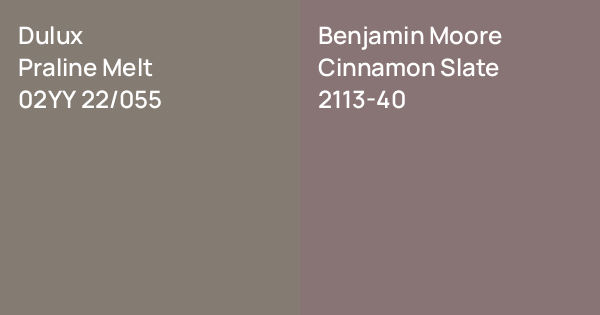 Dulux Praline Melt vs. Benjamin Moore Cinnamon Slate comparison
