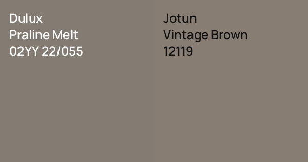Dulux Praline Melt vs. Jotun Vintage Brown comparison