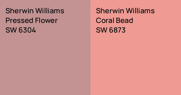 Sherwin Williams Pressed Flower vs. Sherwin Williams Coral Bead comparison