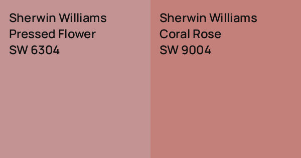 Sherwin Williams Pressed Flower vs. Sherwin Williams Coral Rose comparison