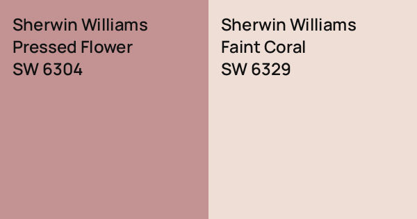 Sherwin Williams Pressed Flower vs. Sherwin Williams Faint Coral comparison
