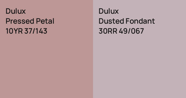 Dulux Pressed Petal vs. Dulux Dusted Fondant comparison