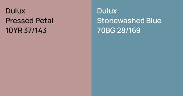 Dulux Pressed Petal vs. Dulux Stonewashed Blue comparison