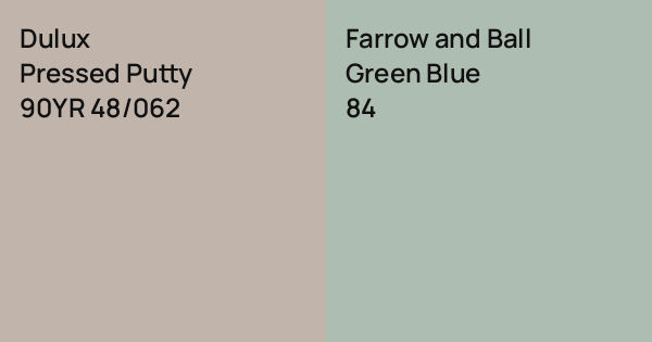 Dulux Pressed Putty vs. Farrow and Ball Green Blue comparison
