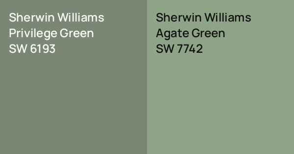 Sherwin Williams Privilege Green vs. Sherwin Williams Agate Green ...