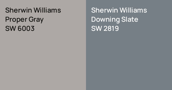 Sherwin Williams Proper Gray vs. Sherwin Williams Downing Slate comparison