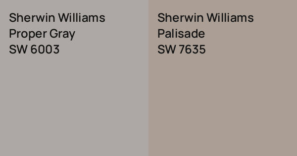 Sherwin Williams Proper Gray vs. Sherwin Williams Palisade comparison