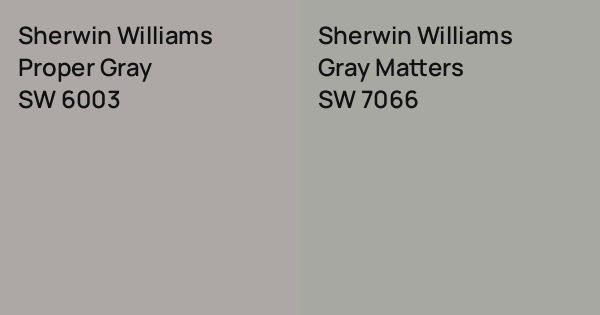 Sherwin Williams Proper Gray vs. Sherwin Williams Gray Matters comparison