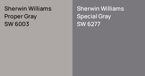 Sherwin Williams Proper Gray vs. Sherwin Williams Special Gray comparison