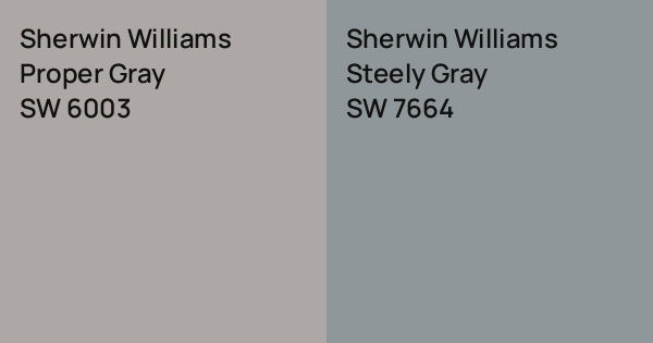 Sherwin Williams Proper Gray vs. Sherwin Williams Steely Gray comparison