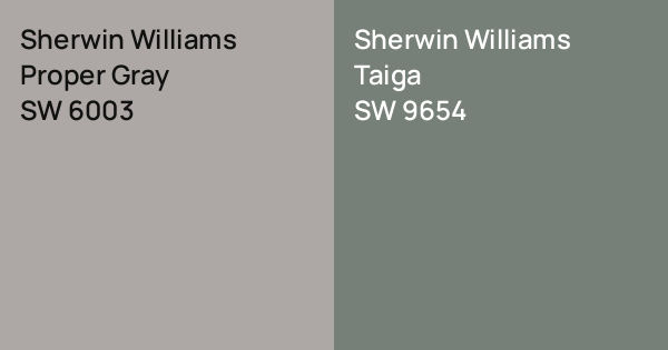 Sherwin Williams Proper Gray vs. Sherwin Williams Taiga comparison
