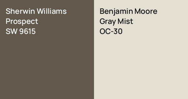 Sherwin Williams Prospect vs. Benjamin Moore Gray Mist comparison