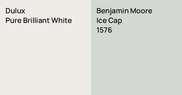 Dulux Pure Brilliant White vs. Benjamin Moore Ice Cap comparison