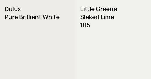Dulux Pure Brilliant White vs. Little Greene Slaked Lime comparison