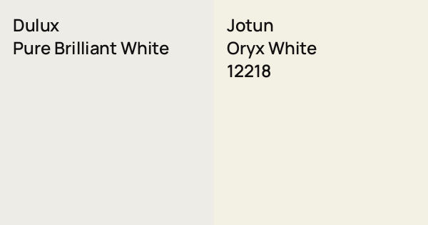 Dulux Pure Brilliant White vs. Jotun Oryx White comparison