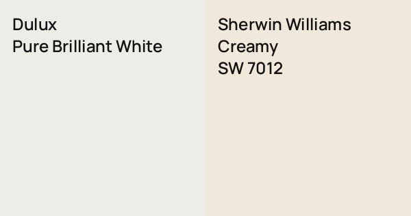Dulux Pure Brilliant White vs. Sherwin Williams Creamy comparison