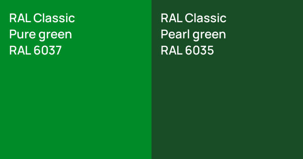 RAL Classic Pure green vs. RAL Classic Pearl green comparison