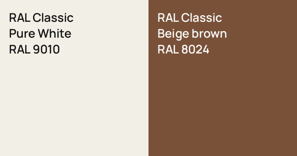 RAL Classic Pure White vs. RAL Classic Beige brown comparison