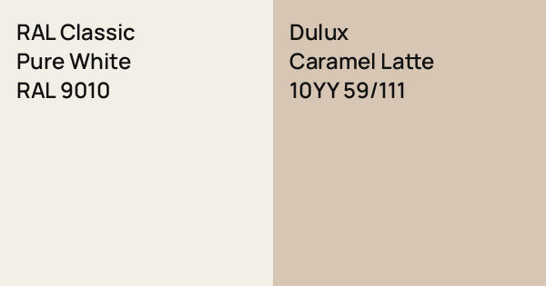 RAL Classic Pure White vs. Dulux Caramel Latte comparison
