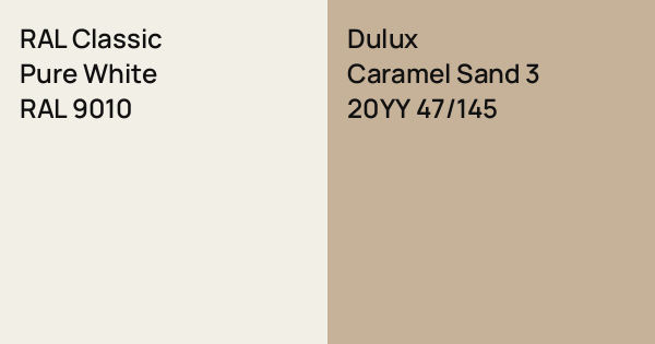 RAL Classic Pure White vs. Dulux Caramel Sand 3 comparison