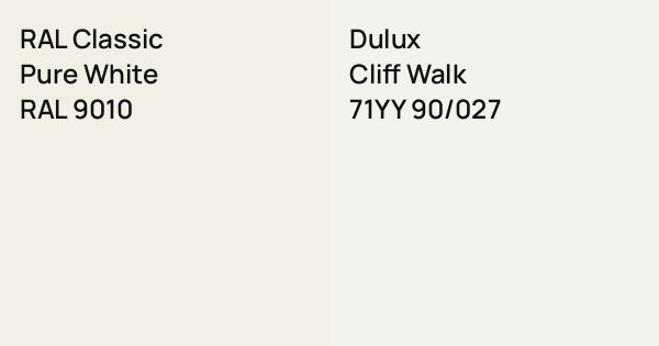 RAL Classic Pure White vs. Dulux Cliff Walk comparison