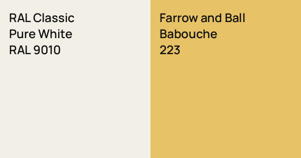 RAL Classic Pure White vs. Farrow and Ball Babouche comparison
