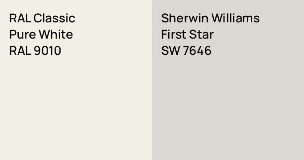 RAL Classic Pure White vs. Sherwin Williams First Star comparison