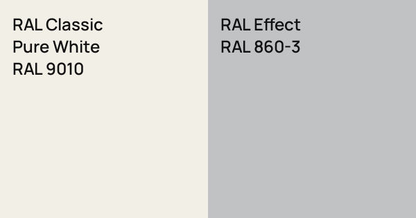 RAL Classic Pure White vs. RAL Effect RAL 860-3 comparison