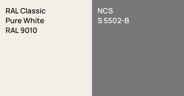 RAL Classic Pure White vs. NCS S 5502-B comparison