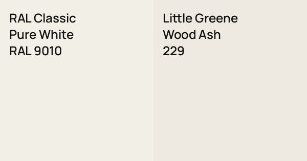 RAL Classic Pure White vs. Little Greene Wood Ash comparison