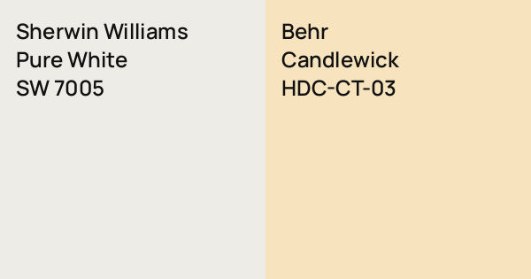 Sherwin Williams Pure White vs. Behr Candlewick comparison