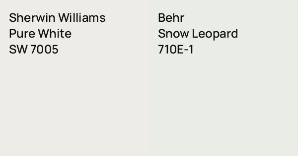 Sherwin Williams Pure White vs. Behr Snow Leopard comparison