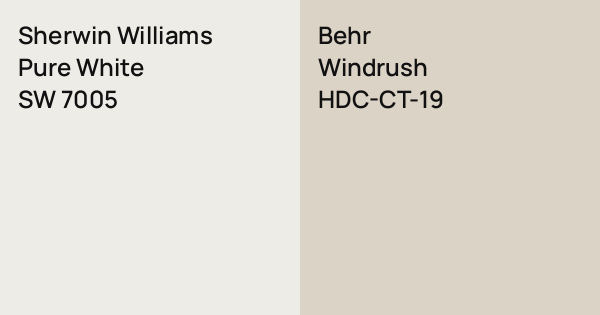 Sherwin Williams Pure White vs. Behr Windrush comparison