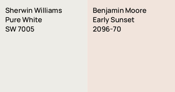 Sherwin Williams Pure White vs. Benjamin Moore Early Sunset comparison