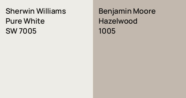Sherwin Williams Pure White vs. Benjamin Moore Hazelwood comparison