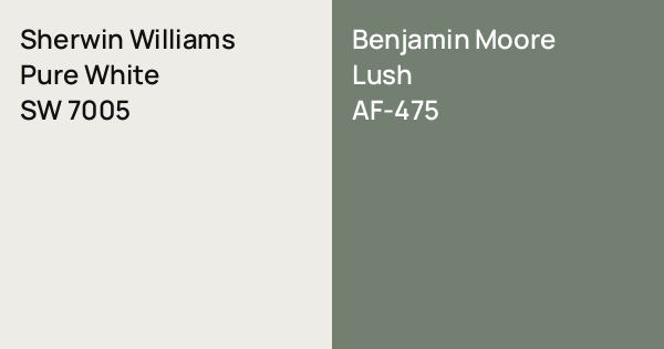 Sherwin Williams Pure White vs. Benjamin Moore Lush comparison