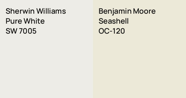 Sherwin Williams Pure White vs. Benjamin Moore Seashell comparison