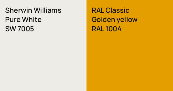 Sherwin Williams Pure White vs. RAL Classic Golden yellow comparison