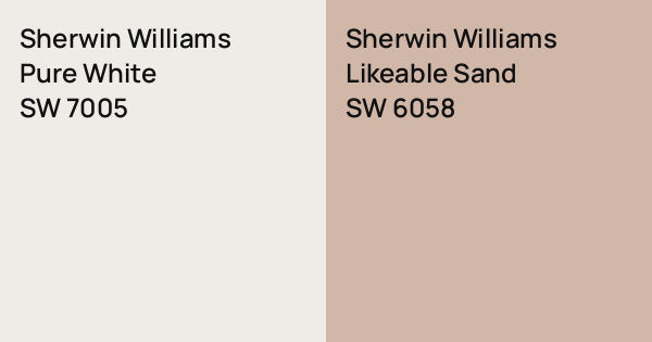 Sherwin Williams Pure White vs. Sherwin Williams Likeable Sand comparison