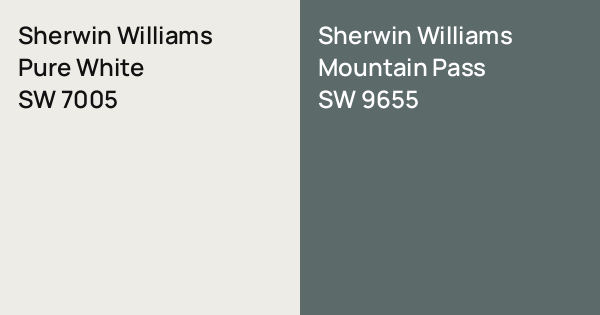 Sherwin Williams Pure White vs. Sherwin Williams Mountain Pass comparison