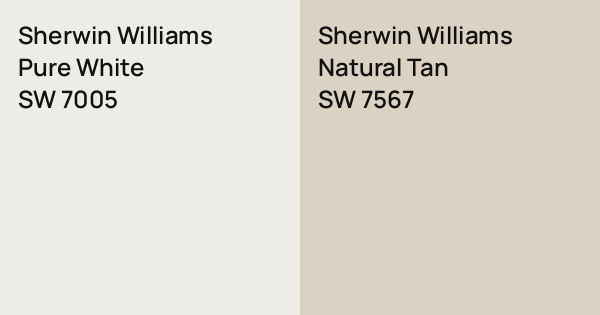 Sherwin Williams Pure White vs. Sherwin Williams Natural Tan comparison