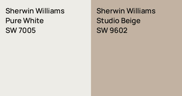 Sherwin Williams Pure White vs. Sherwin Williams Studio Beige comparison