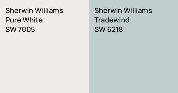 Sherwin Williams Pure White vs. Sherwin Williams Tradewind comparison