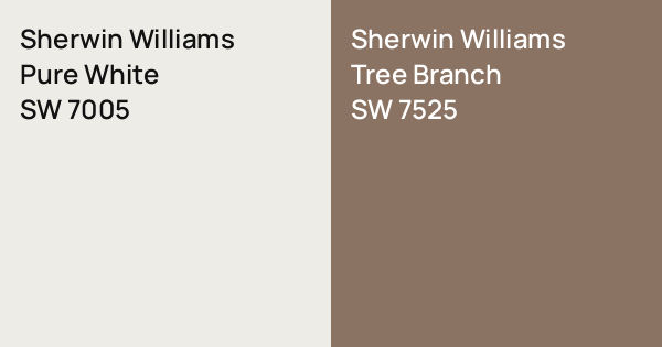 Sherwin Williams Pure White vs. Sherwin Williams Tree Branch comparison
