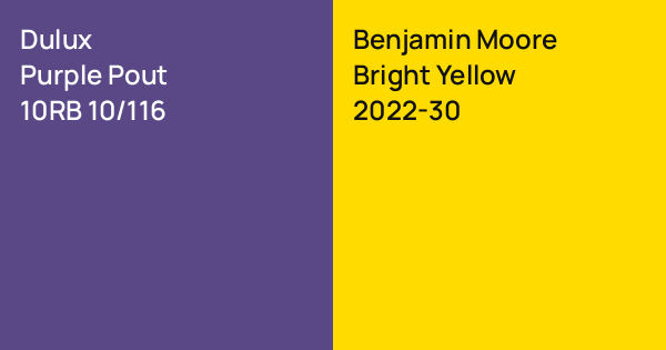 Dulux Purple Pout vs. Benjamin Moore Bright Yellow comparison